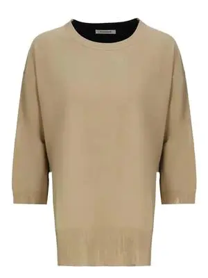 KANGRA Three-quarter Sleeve Color-block Sweater - Neutrals