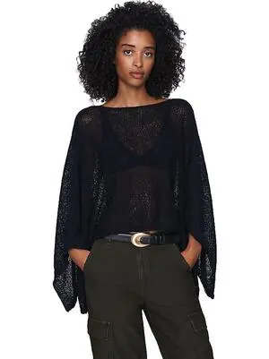 Anthropologie Gauze Knit Poncho - Black