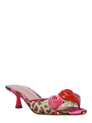 Betsey Johnson Lambert 3d Floral Embellished Heeled Mules - Leopard