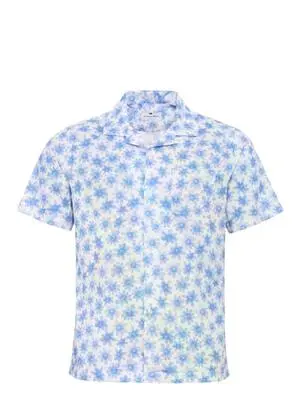 LOJA DAS MEIAS Floral-print Camp-collar Polo Shirt - White