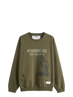 NEIGHBORHOOD Embroidered Savage Crewneck Sweatshirt - Olive Drab