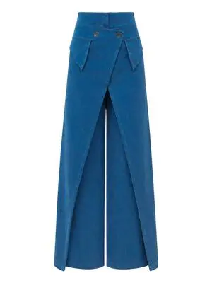 JULIA ALLERT High-waisted Denim Wrap Trousers - Blue