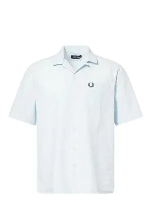 Fred Perry Revere-collar Cotton Seersucker Shirt - Light Ice