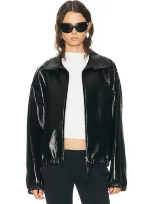 COURREGES Vinyl Zipped Bomber Jacket - Black