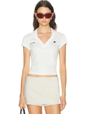 COURREGES Sports Cropped Polo Top - Heritage White
