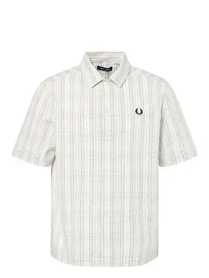 Fred Perry Checked Cotton Seersucker Shirt - Ecru