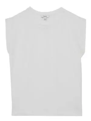 REISS Millie Cap-sleeve Cotton T-shirt - White