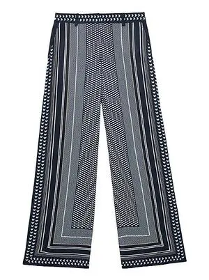 REISS Anna Scarf-print Woven Trousers - Navy