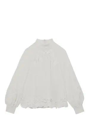 REISS Rae Broderie-anglaise Woven Blouse - Cream