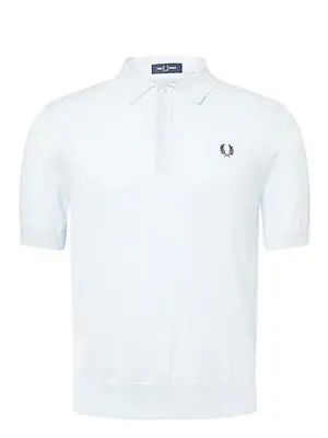 Fred Perry Short-sleeve Knitted Cotton Polo Shirt - Light Ice