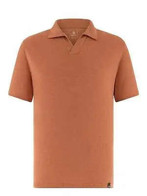 Boggi Milano Open-collar Regular-fit Stretch-linen Polo Shirt Xxl - Rust