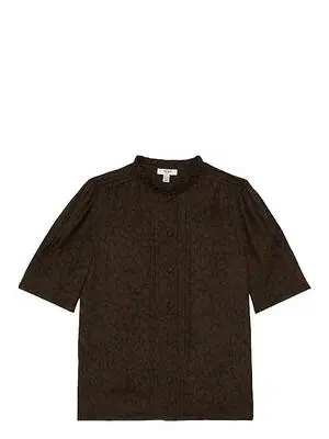 REISS Alina Animal-print Stretch-woven Blouse - Black