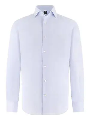 Boggi Milano Dobby-textured Slim-fit Cotton Shirt - Light Blue