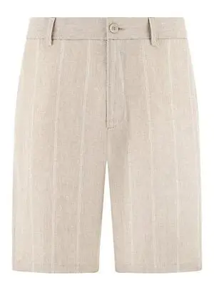 Boggi Milano Striped Linen Straight-leg Shorts - Sand