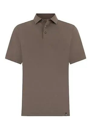 Boggi Milano Regular-fit Stretch Pima Cotton Polo Shirt - Mud