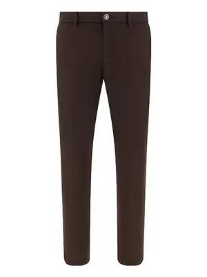 Boggi Milano Straight-leg Stretch Cotton-blend Trousers - Brown