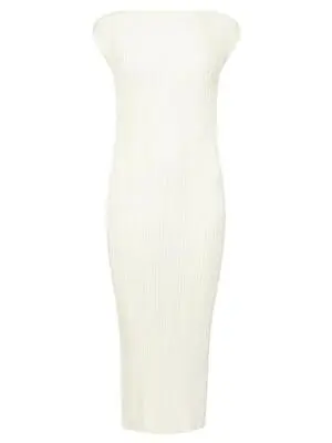 Issey Miyake Sleeveless Pleats Knitted Midi Dress - Neutral