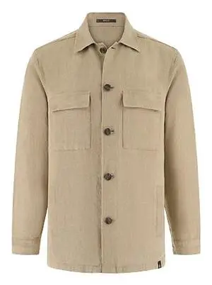 Boggi Milano Flap-pocket Washed Linen Overshirt - Beige