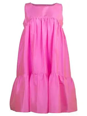 HELENE GALWAS Filipa Silk Dress With Volant Hem - Pink