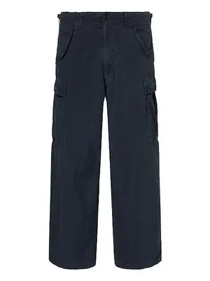 A.PRESSE Ripstock Army M51 Cotton And Linen Blend Trousers - Navy