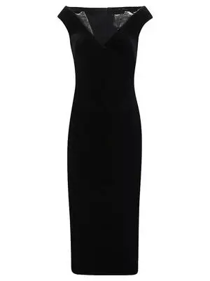 Roland Mouret Lace-trimmed Velvet Midi Dress - Black