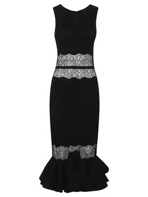 Giambattista Valli Lace-panelled Ruffled Midi Dress - Black