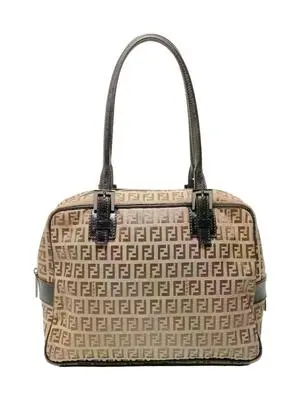 Fendi Zucchino Canvas Handbag - Brown
