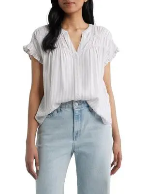 BEACHLUNCHLOUNGE Monaka Smocked Frill Top Dry Almond