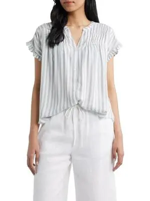 BEACHLUNCHLOUNGE Monaka Smocked Frill Top Green Stone