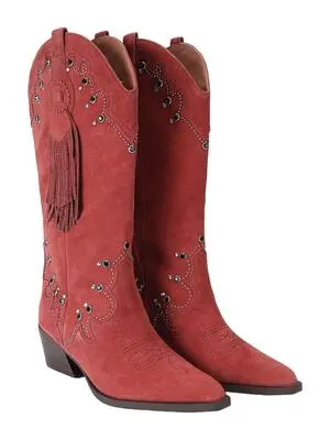 Kurt Geiger Western Embellished Boots - Medium Red