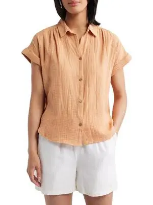 BEACHLUNCHLOUNGE Devin Gauze Shirt - Caramel