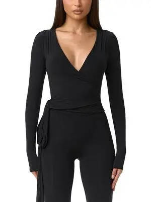 NAKED WARDROBE Naked Wardrobe Wrap Top With Side Tie Closure