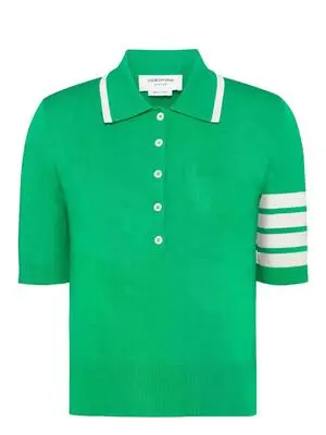 Thom Browne Hector Intarsia Polo Top - Green