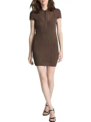 KENNETH COLE Variga Crinkle Knit Sheath Mini Dress - Brunette