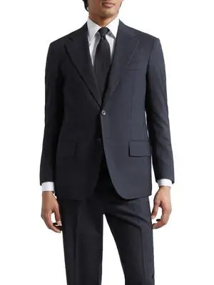 J. MUESER Hopsack Blazer - Navy