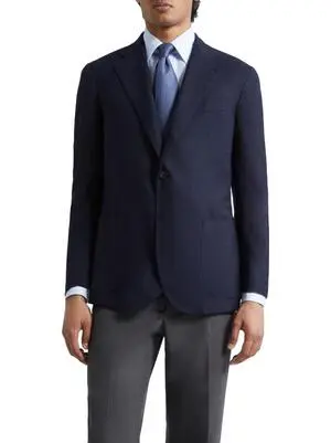J. MUESER Hopsack Blazer - Navy