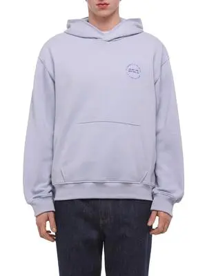 Helmut Lang Stamp Cotton French Terry Pullover Hoodie - Pacific
