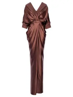 ACOB À PORTER Draped Maxi Dress - Brown