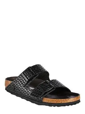 BIRKENSTOCK Birkenstock Arizona Woven Embossed Slide Sandals Black