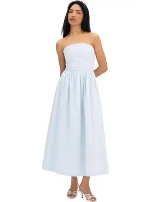 MandiBreeze Rose Dress Midi Silhouette - Blue