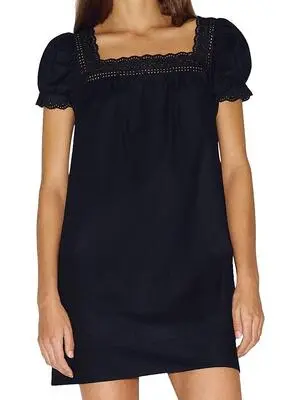 REFORMATION Joliette Mini Dress With Lace Trim - Black
