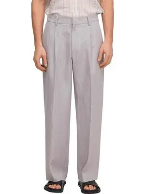 Nn07 Kay 1455 Tailored Linen Stripe Trousers - Grey Stripe