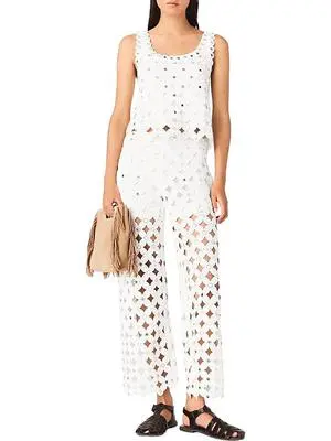 Maje Pimiroir Crochet Pants - White
