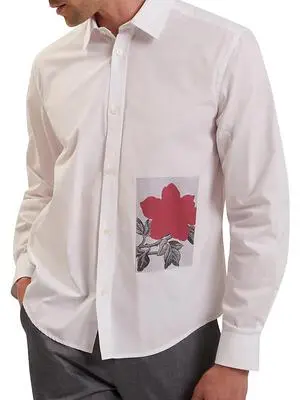 Ted Baker London Alviro Long Sleeve Relaxed Placement Floral Shirt - White