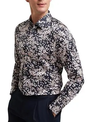 Ted Baker London Jaciel Long Sleeve Botanical Shirt - Navy