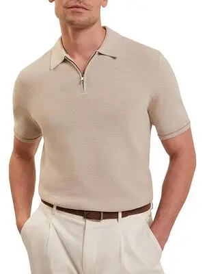 Ted Baker London Deckers Ottoman Quarter Zip Polo Ecru