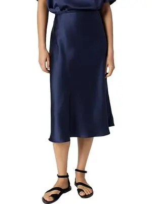 Gerard Darel Jolana Satin Midi Skirt - Navy