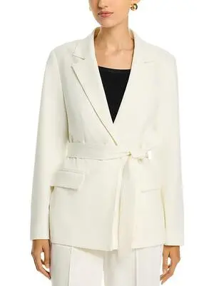 T Tahari Single Button Self Tie Blazer - White Star