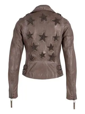 Mauritius Leather Star Detail Jacket - Black