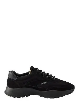 Prada Panelled Woven And Suede Lace-up Trainers - Black